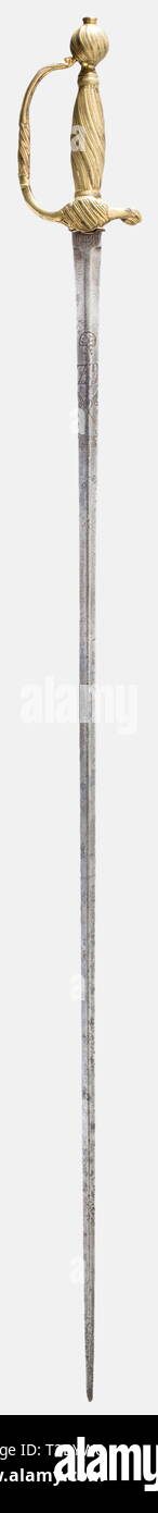 A German smallsword, Dresden, circa 1750 Double-edged Ziegler blade of ...