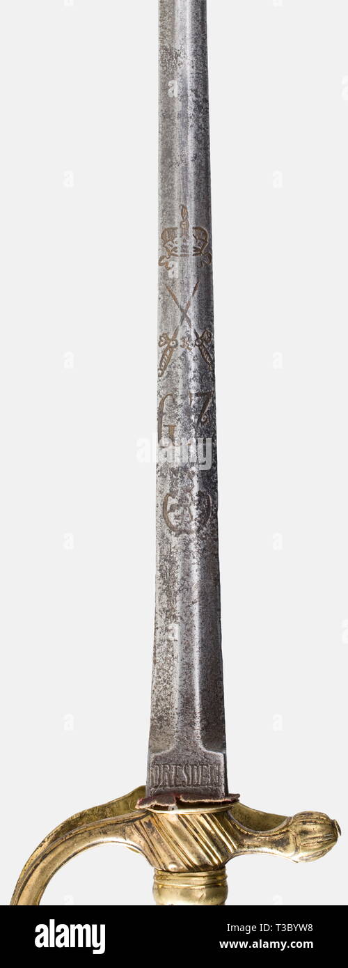 A German smallsword, Dresden, circa 1750 Double-edged Ziegler blade of ...