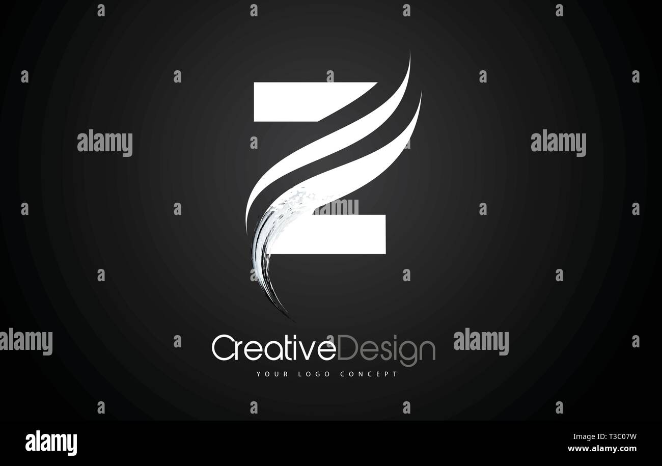 Z Letter Logo Design Brush Paint Stroke. Artistic Black Background ...