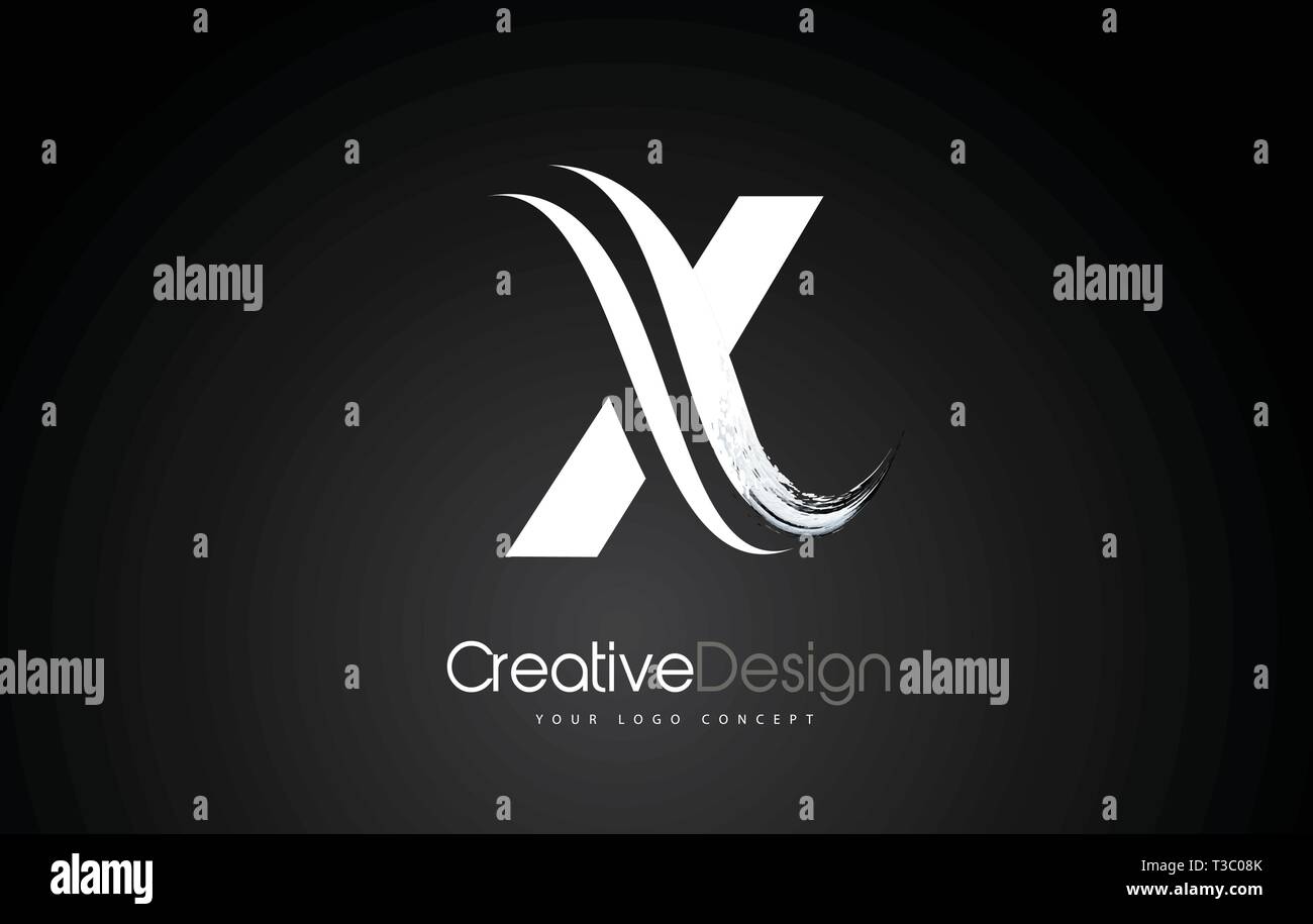 X Letter Design Brush Paint Stroke. Letter Logo with Black Background ...