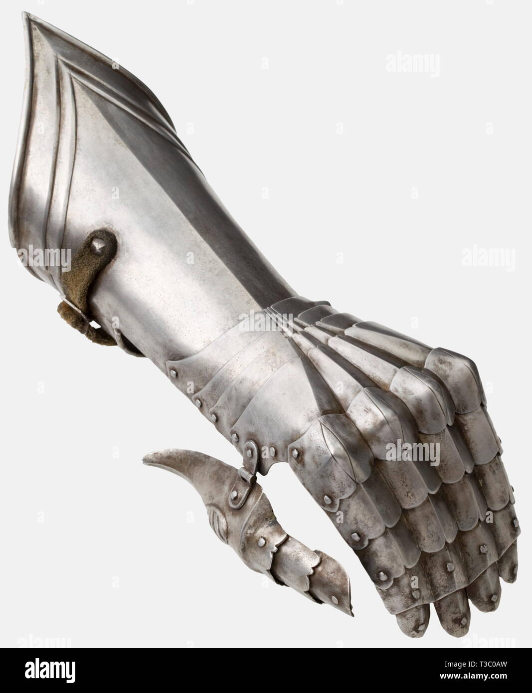 A Gothic gauntlet, South German circa 1480/90 The pleated metacarpus of ...