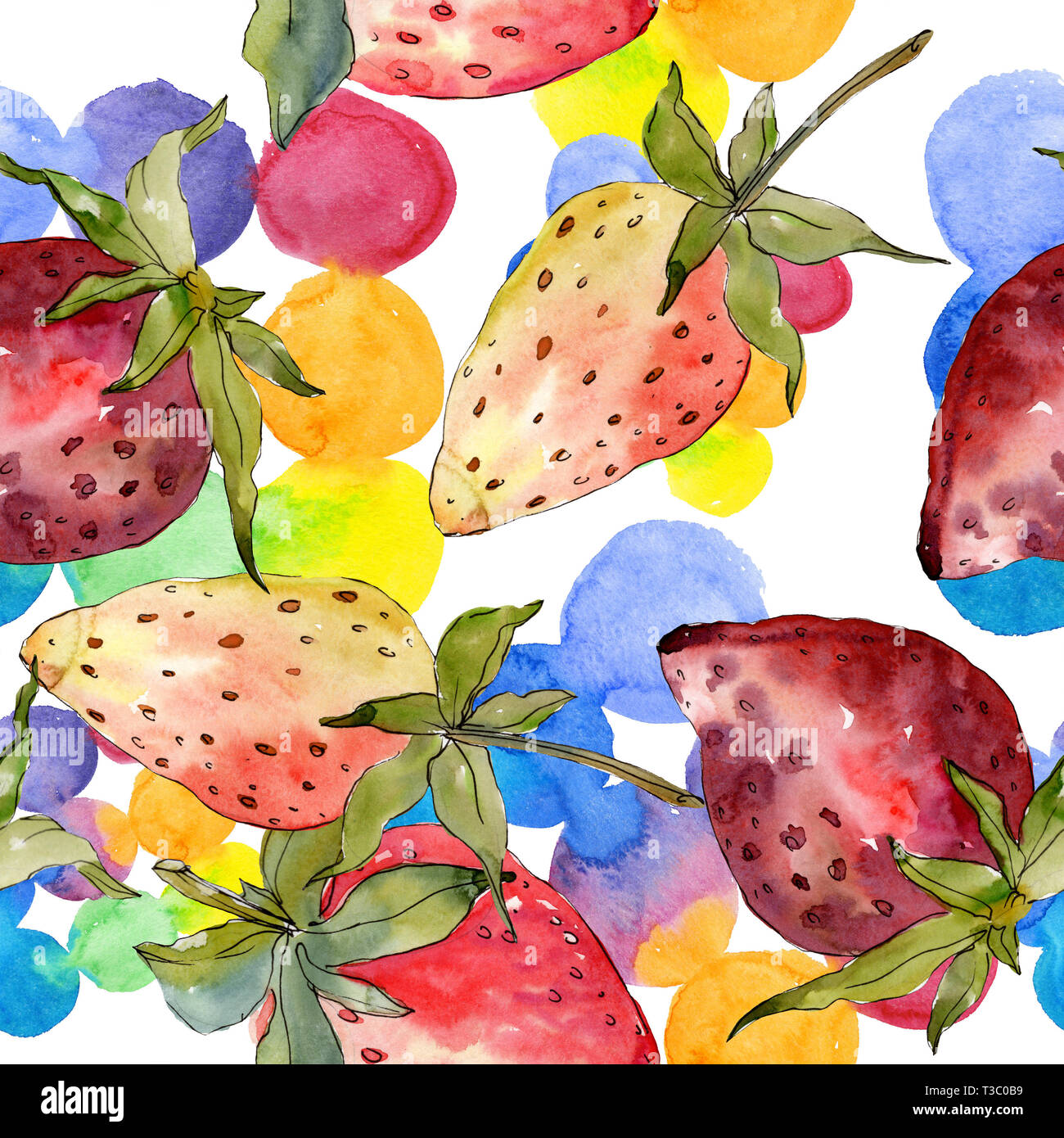 Strawberry healthy food isolated. Watercolor background illustration ...