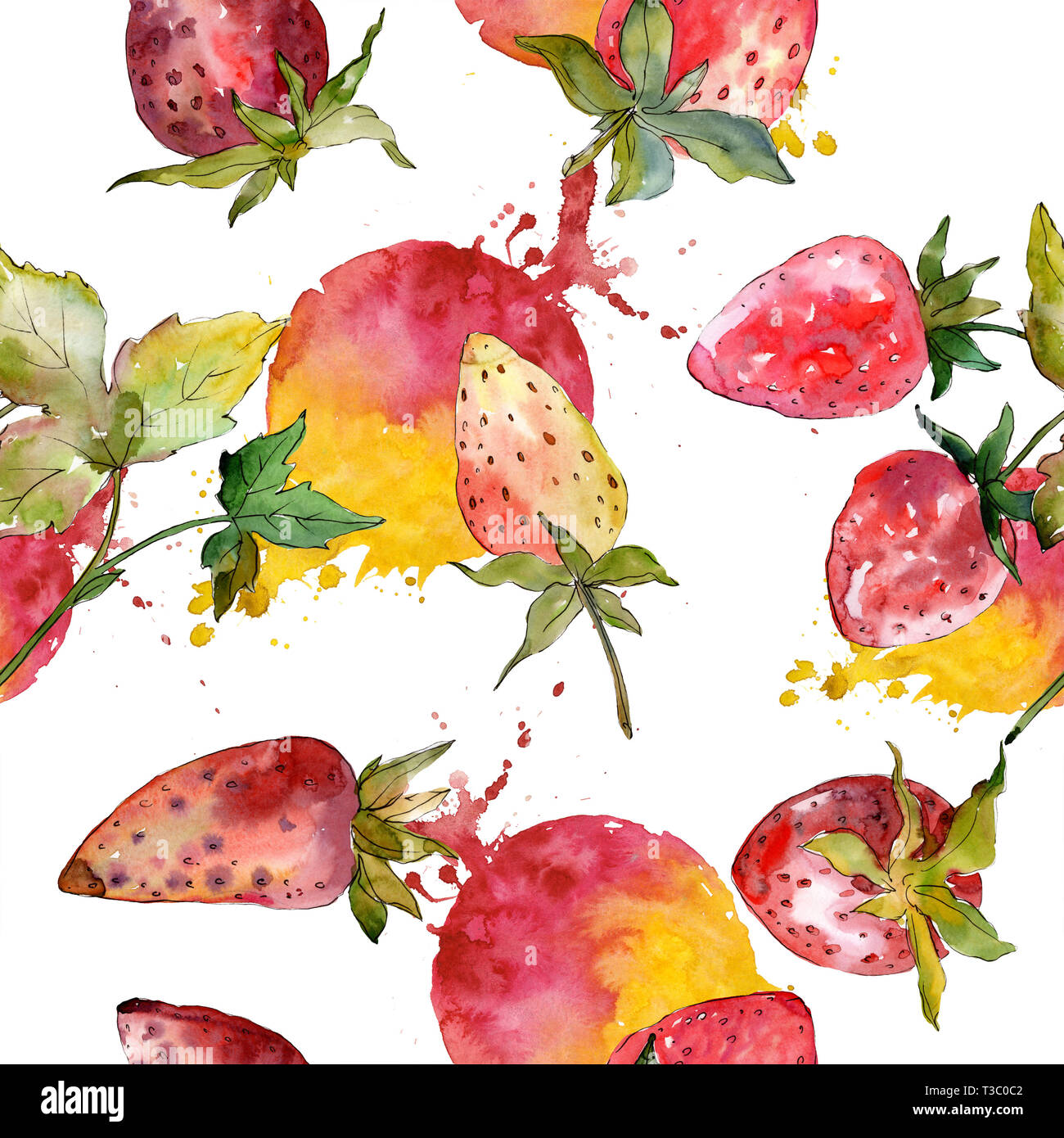 Strawberry healthy food isolated. Watercolor background illustration ...