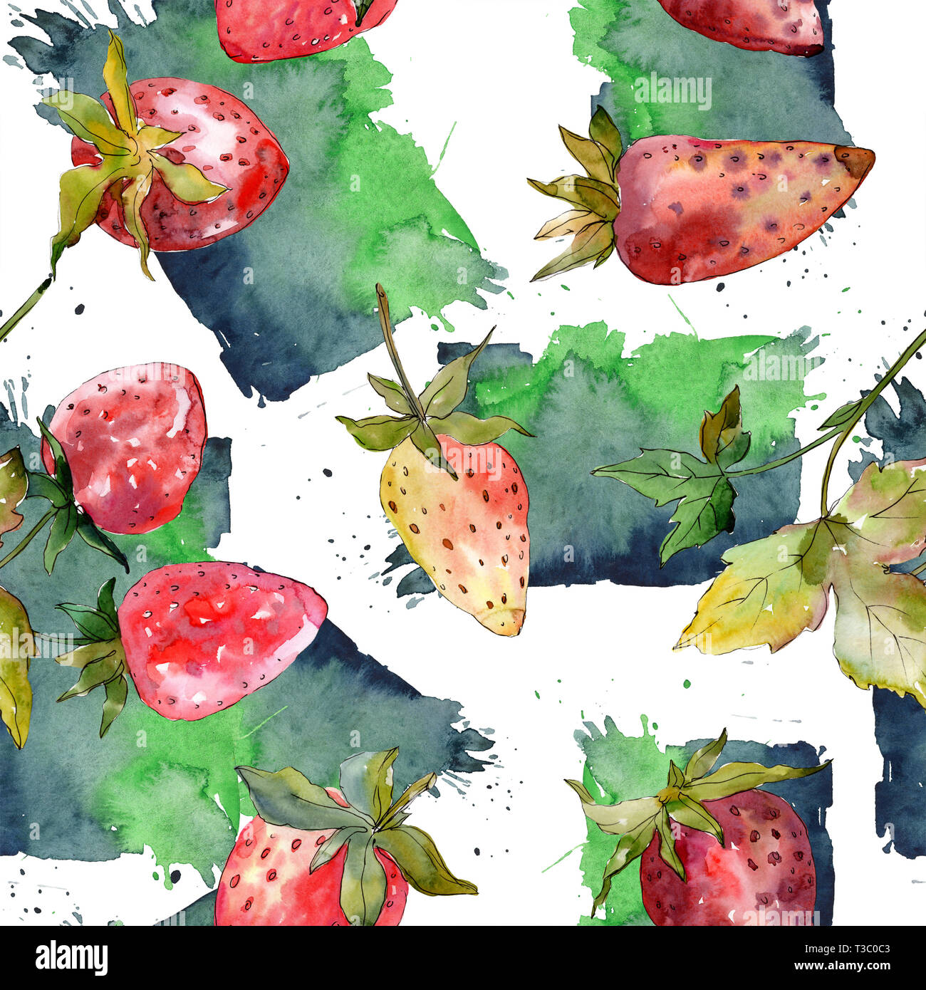 Strawberry healthy food isolated. Watercolor background illustration ...