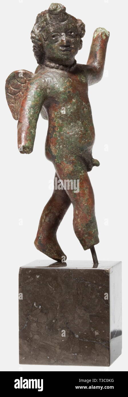A Roman putto, 2nd - 3rd century A.D. Cast bronze complemented by cold ...