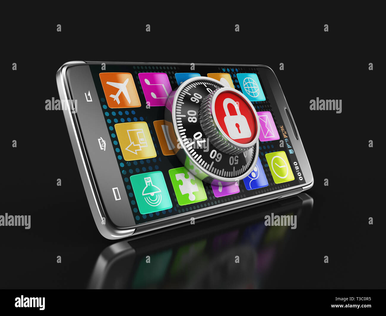 Touchscreen smartphone with Combination Lock. Image with clipping path ...