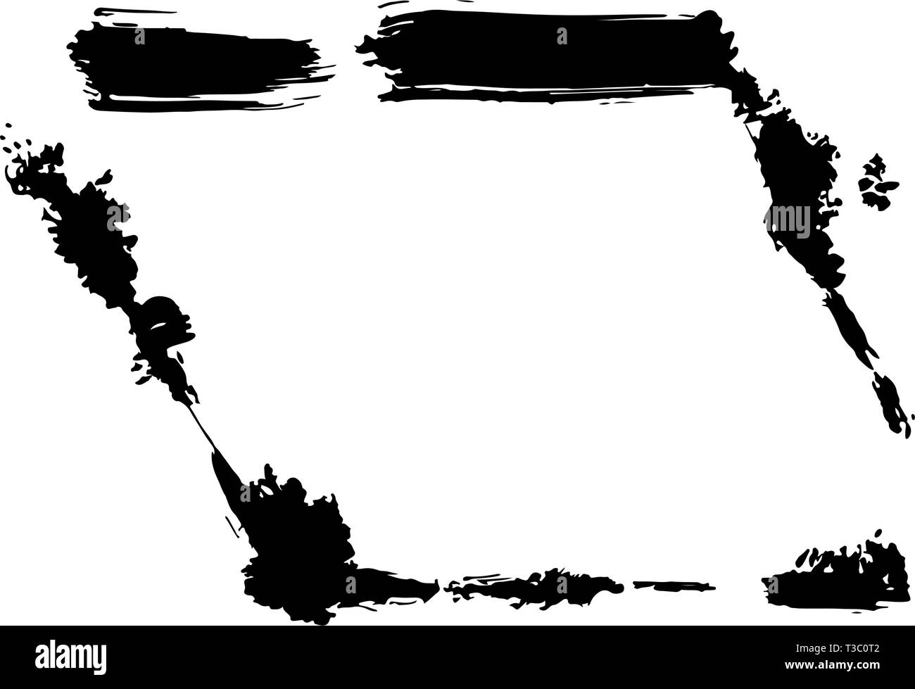 Vector Dry brush frames. Hand drawn artistic frames. Black and white ...