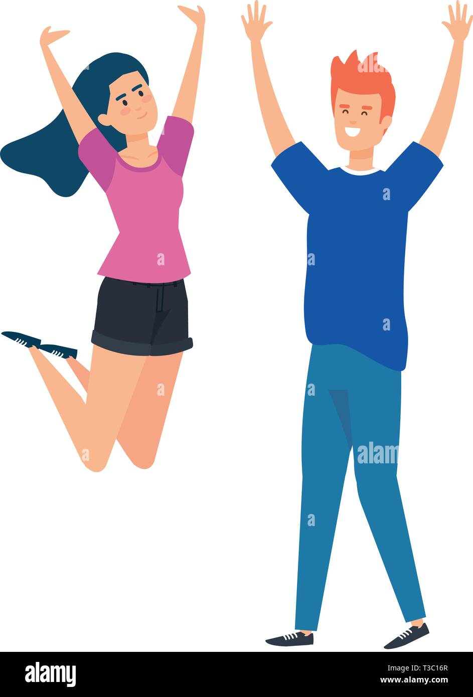 young couple celebrating avatars characters Stock Vector Image & Art ...