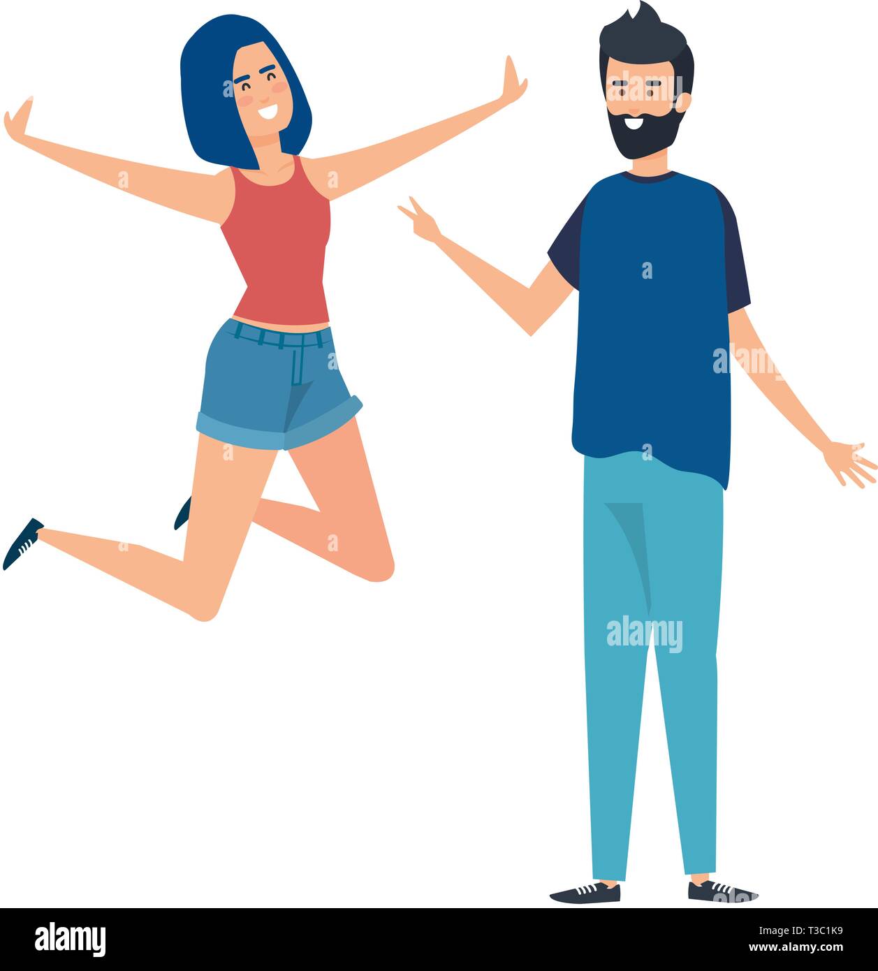 young couple celebrating avatars characters Stock Vector Image & Art ...