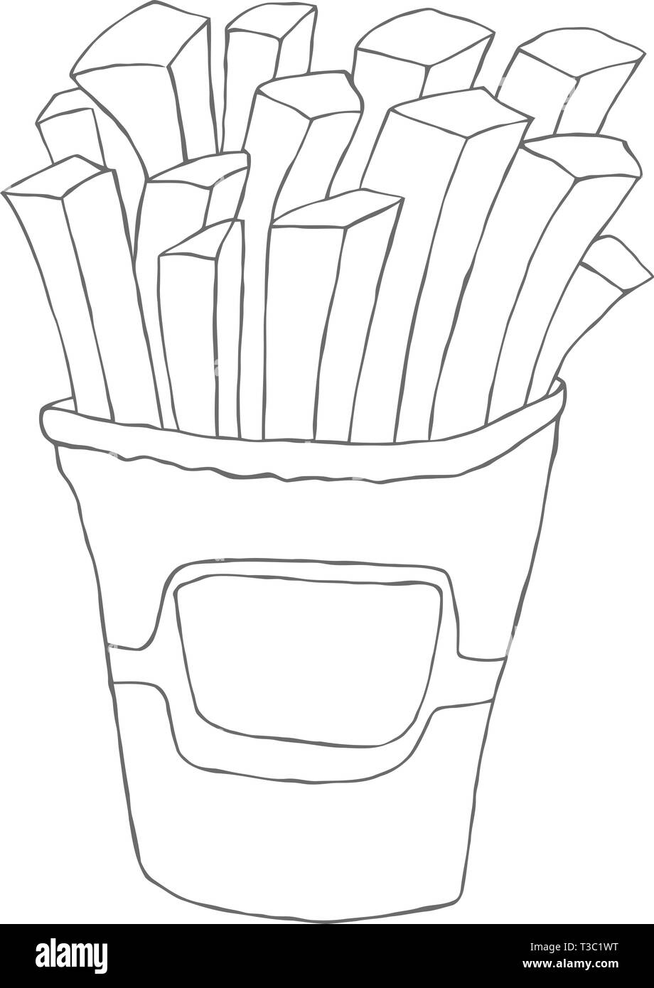 Illustration of hand drawn french fries potato. Sketched fast food ...