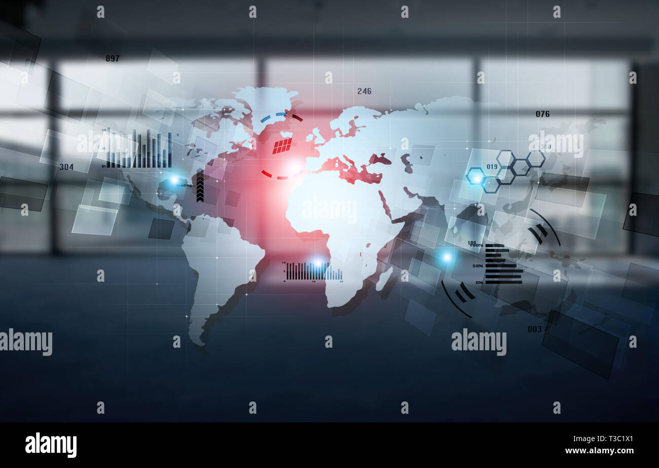 abstract internet technology connections interface. mixed media Stock ...
