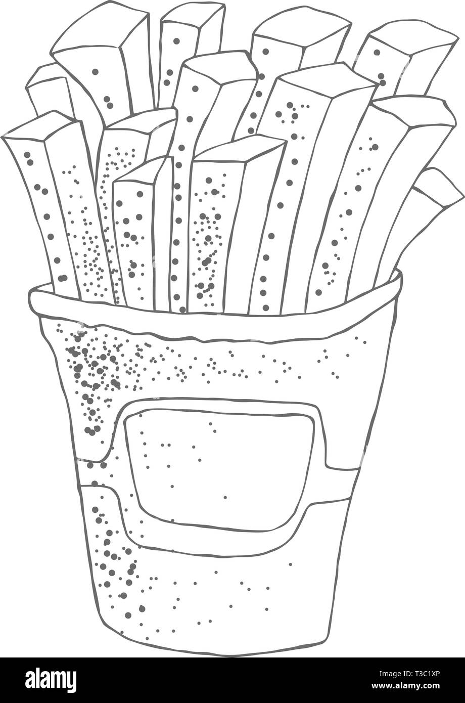 Illustration of hand drawn french fries potato. Sketched fast food ...