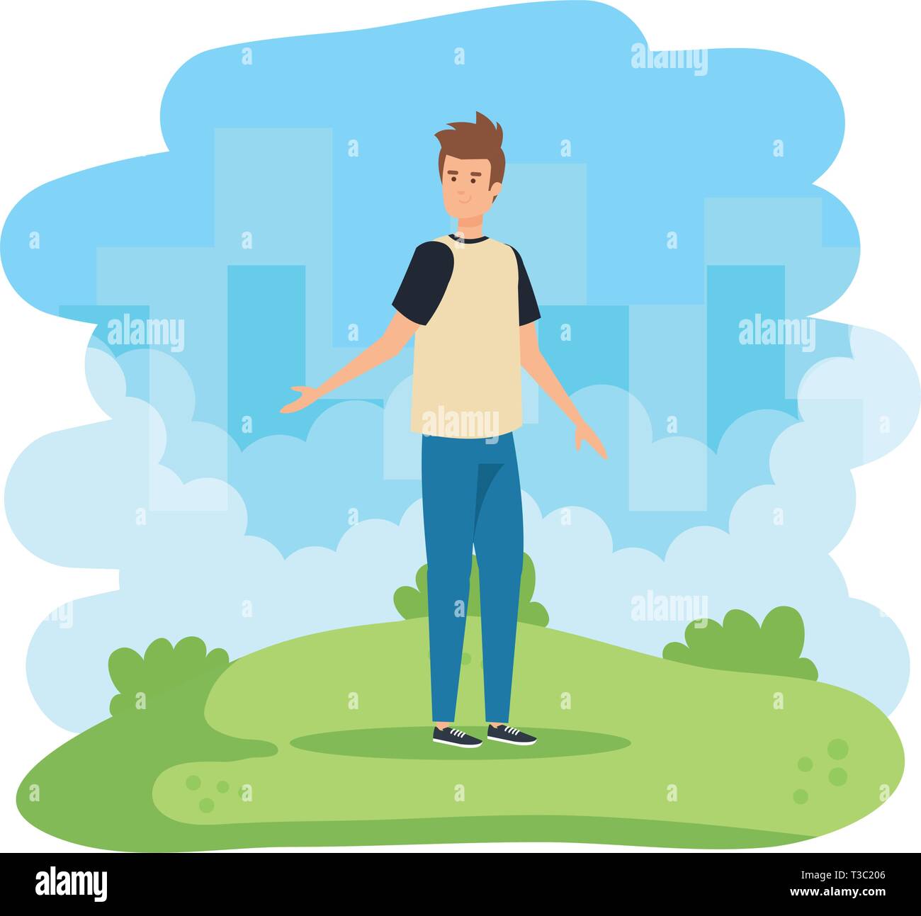 young and casual man in the field Stock Vector Image & Art - Alamy