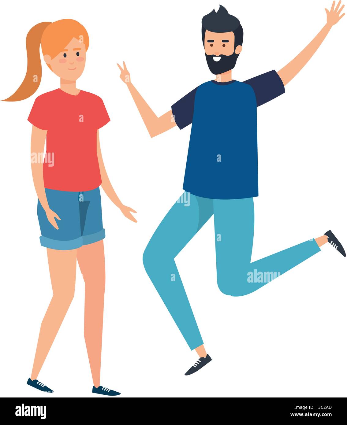 young couple celebrating avatars characters Stock Vector Image & Art ...