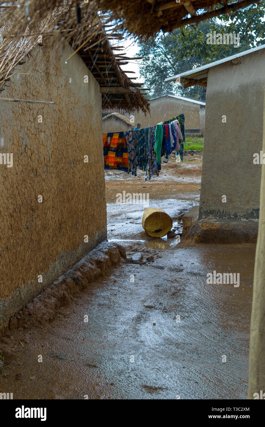 washing on the line gets drenched by heavy rain Stock Photo - Alamy