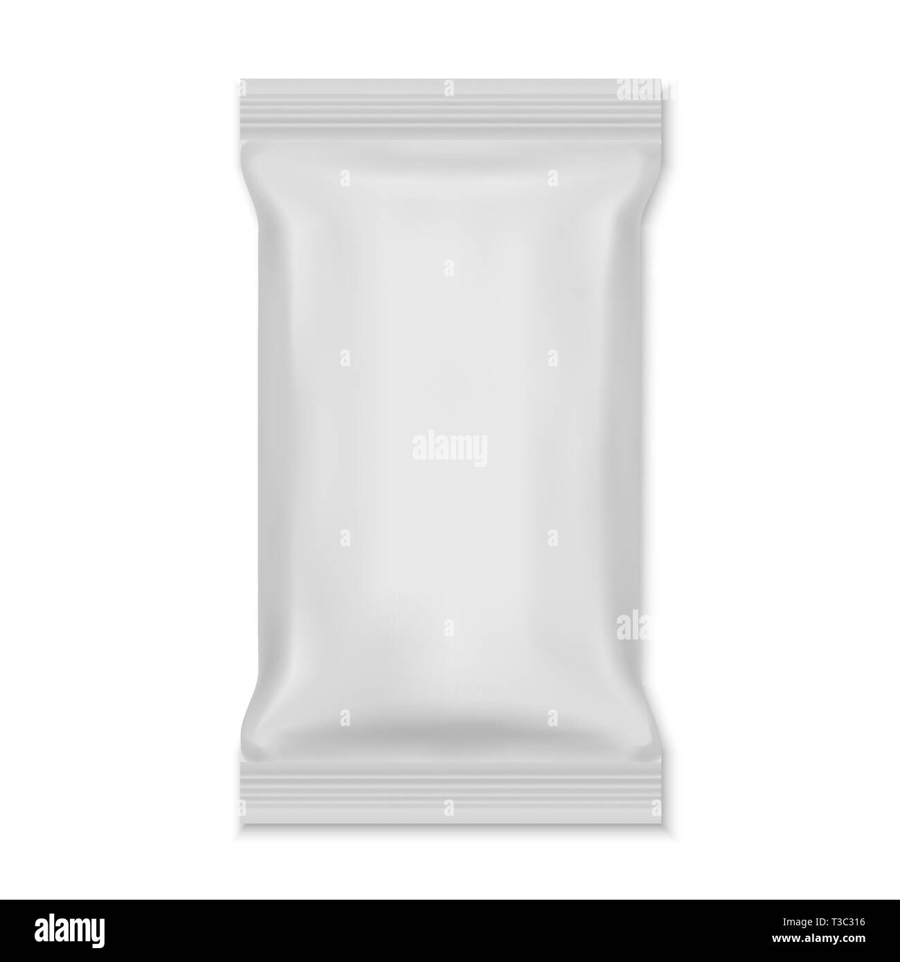 White Blank Foil Food Snack Sachet Bag Packaging Stock Vector Image ...