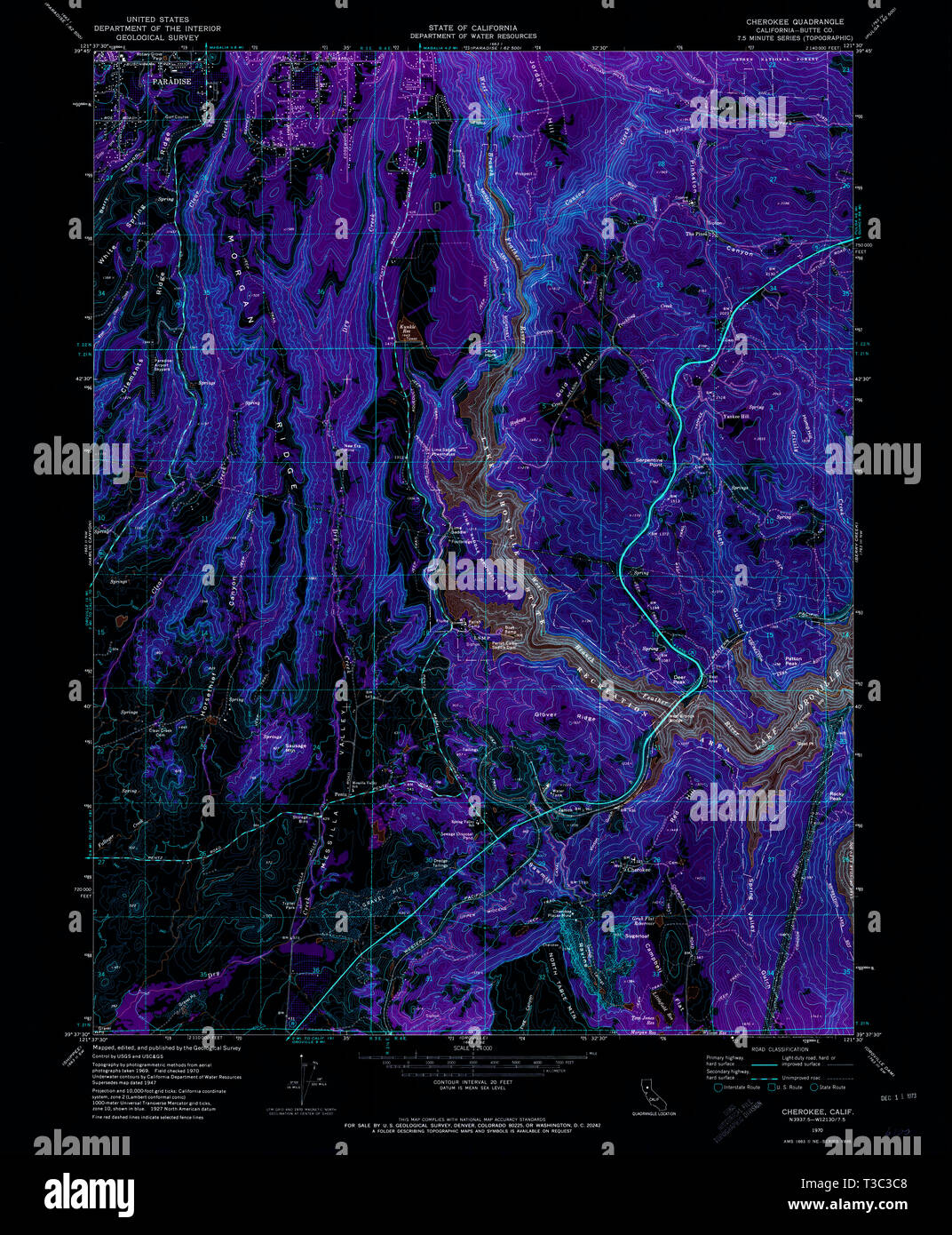 USGS TOPO Map California CA Cherokee 289140 1970 24000 Inverted ...
