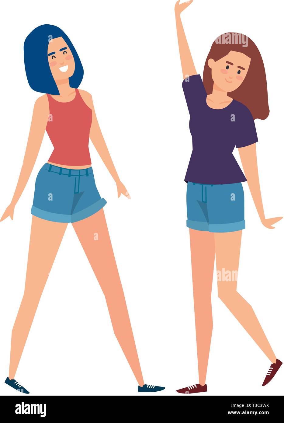 beautiful and young girls celebrating characters Stock Vector Image ...