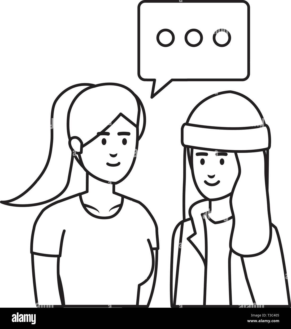 beautiful and young girls talking characters Stock Vector Image & Art ...