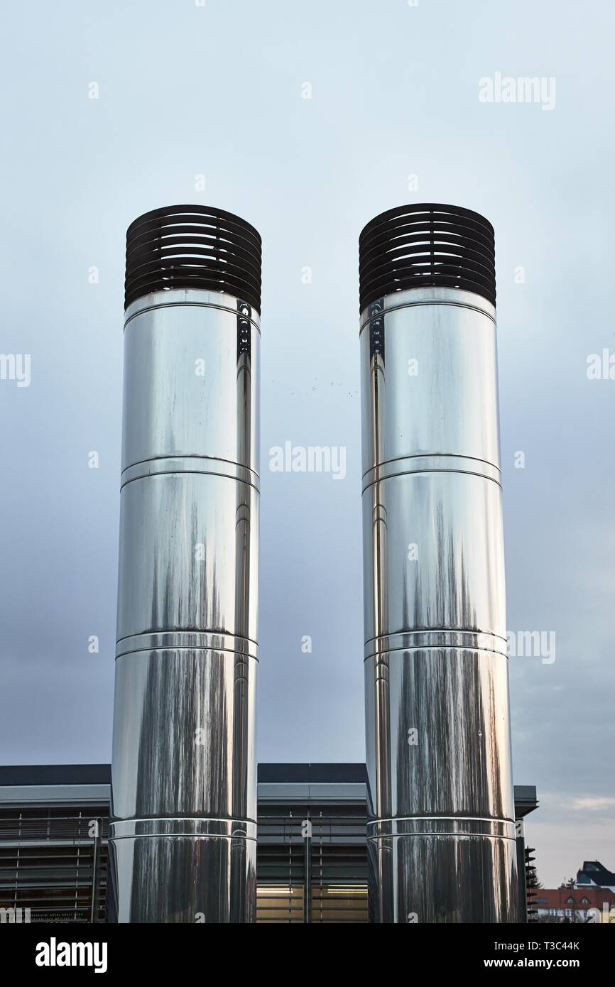 Two tall chimneys hi-res stock photography and images - Alamy