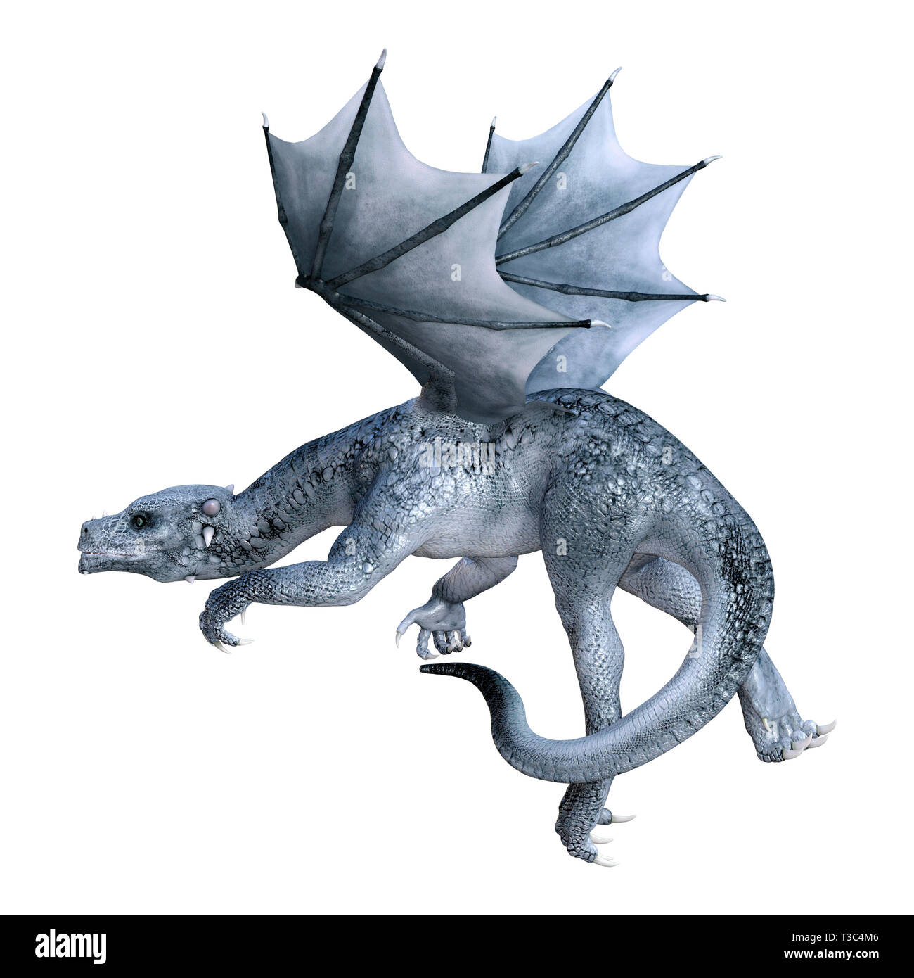3D rendering of a fantasy dragon whelp isolated on white background ...