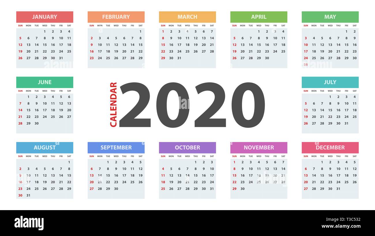 Calendar 2020 Stock Vector Images - Alamy