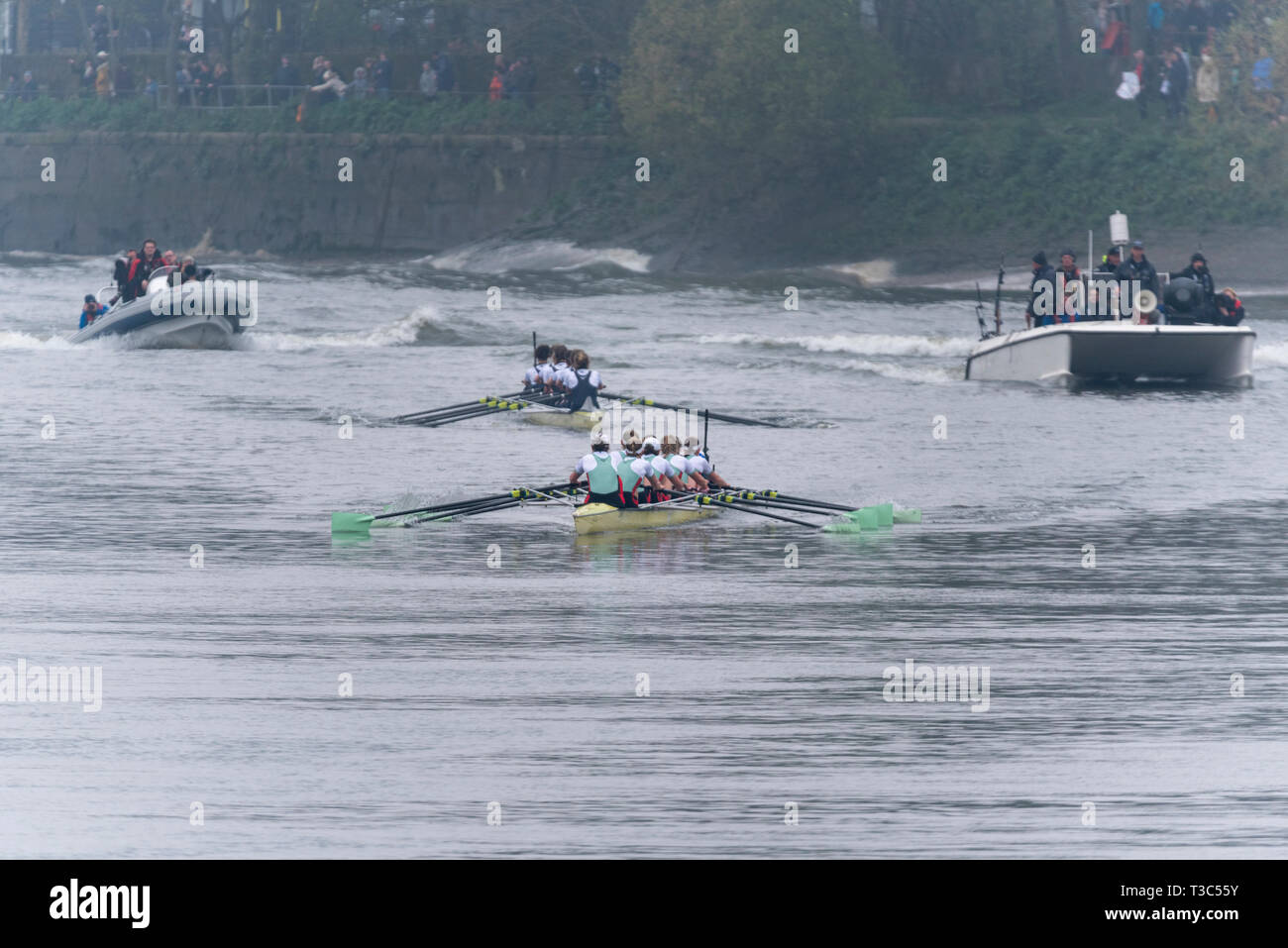 Women's Boat Race Cambridge winning boat team leading Oxford at the ...