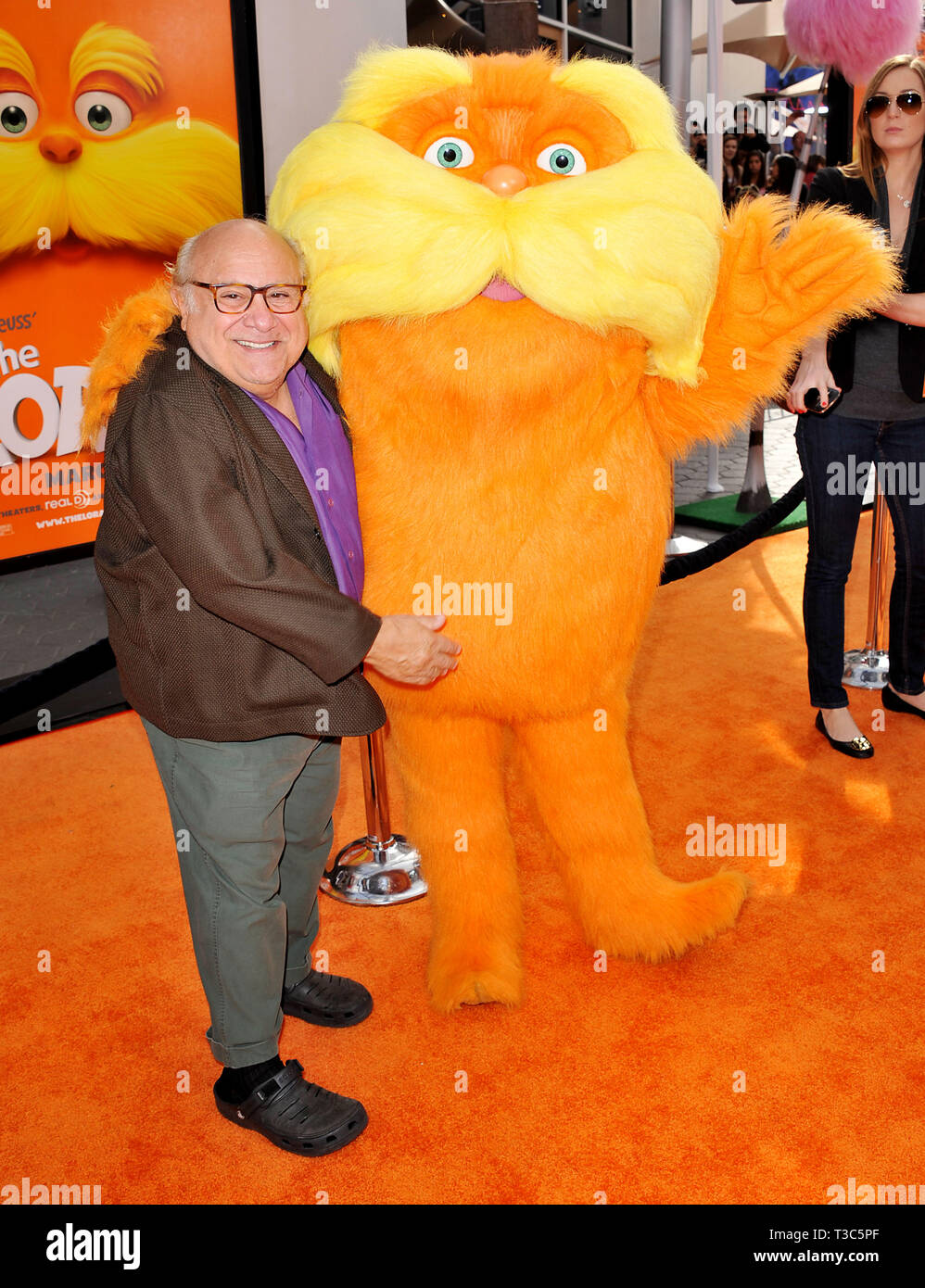 Danny De Vito, with the Lorax at the Dr Seuss The Lorax Premiere at the ...