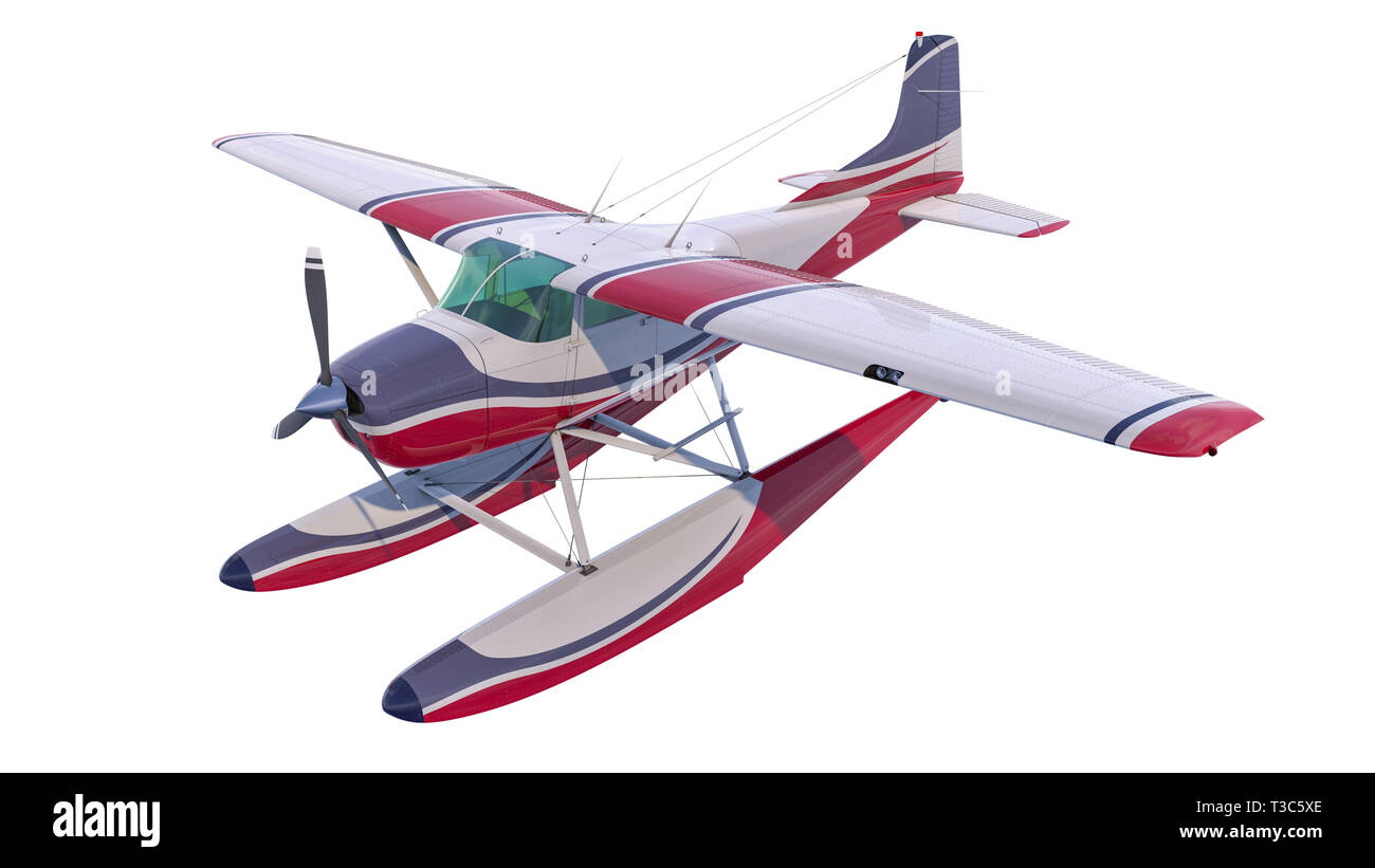 Retro seaplane illustration. 3D render. Isolated on white background ...