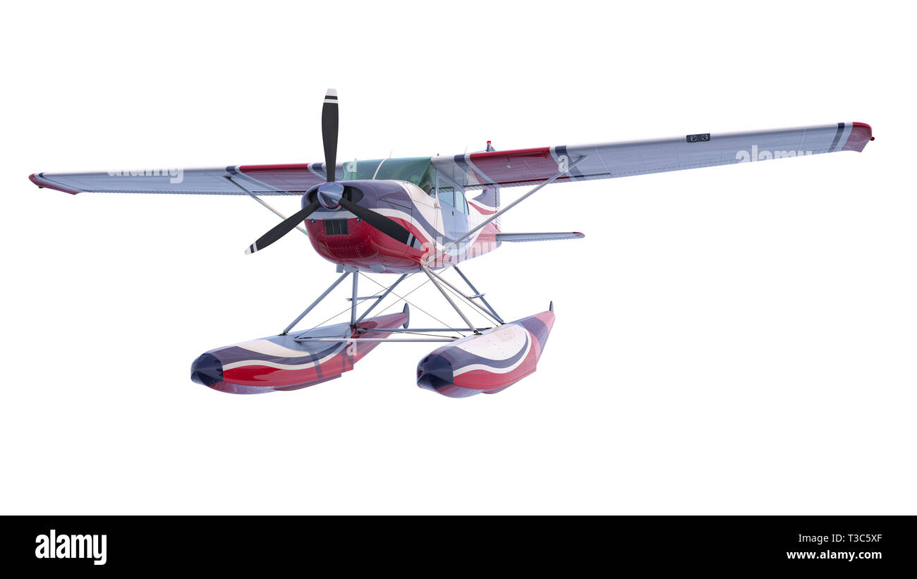 Retro seaplane illustration. 3D render. Isolated on white background ...