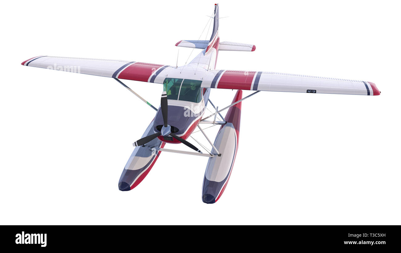Retro seaplane illustration. 3D render. Isolated on white background ...