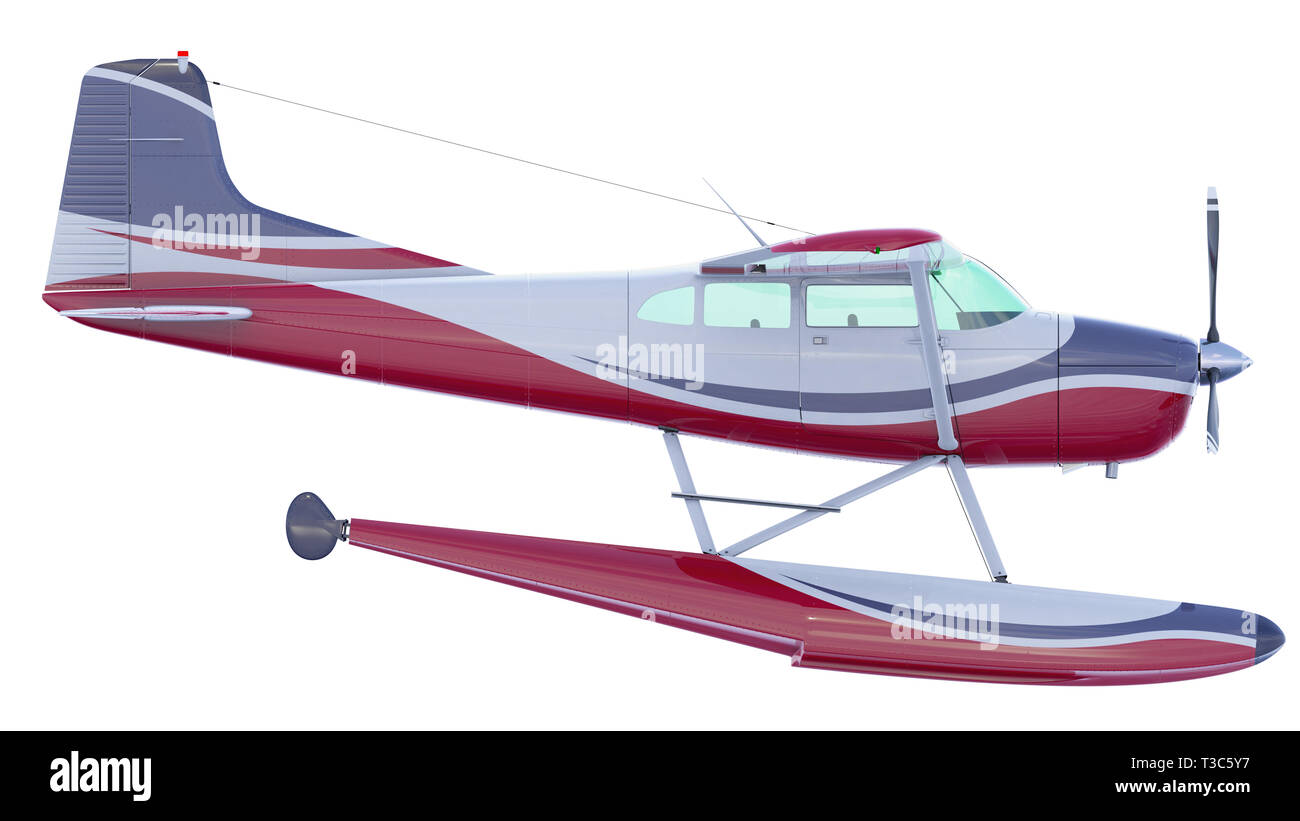 Retro seaplane illustration. 3D render. Isolated on white background ...