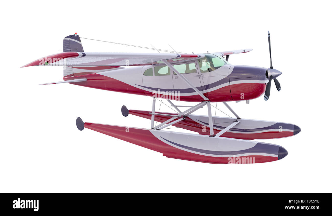 Retro seaplane illustration. 3D render. Isolated on white background ...