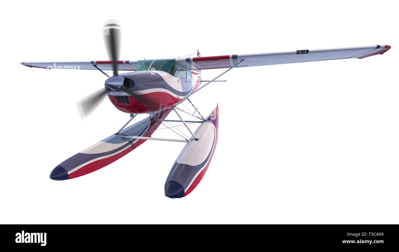 Retro seaplane illustration. 3D render. Isolated on white background ...