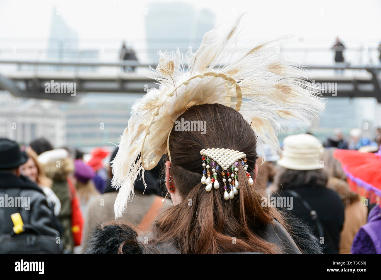 Millinery on display as part of London Hat Walk from the Tate Modern to ...