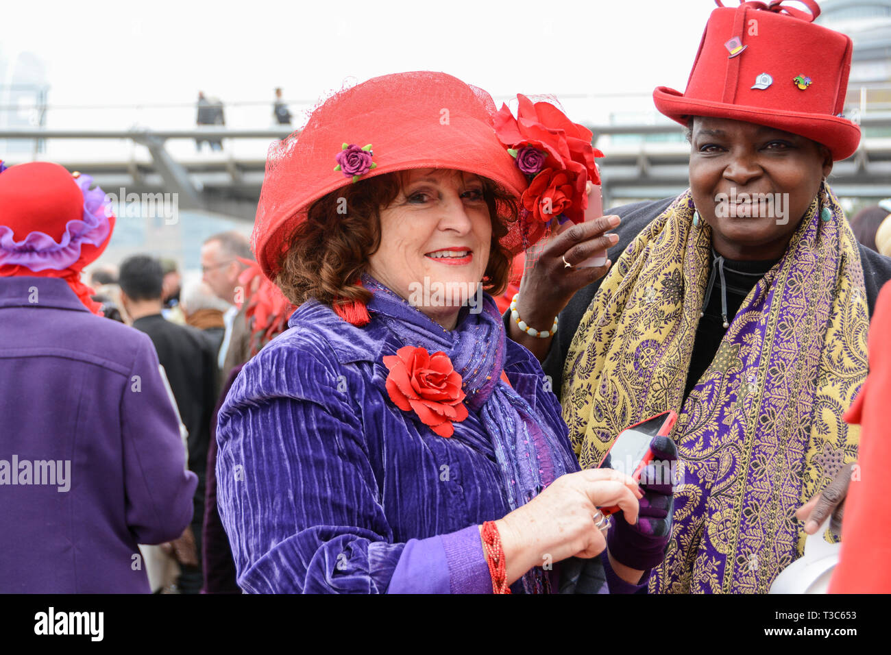 Millinery on display as part of London Hat Walk from the Tate Modern to ...