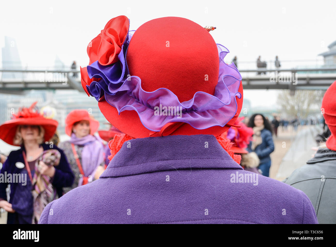 Millinery on display as part of London Hat Walk from the Tate Modern to ...