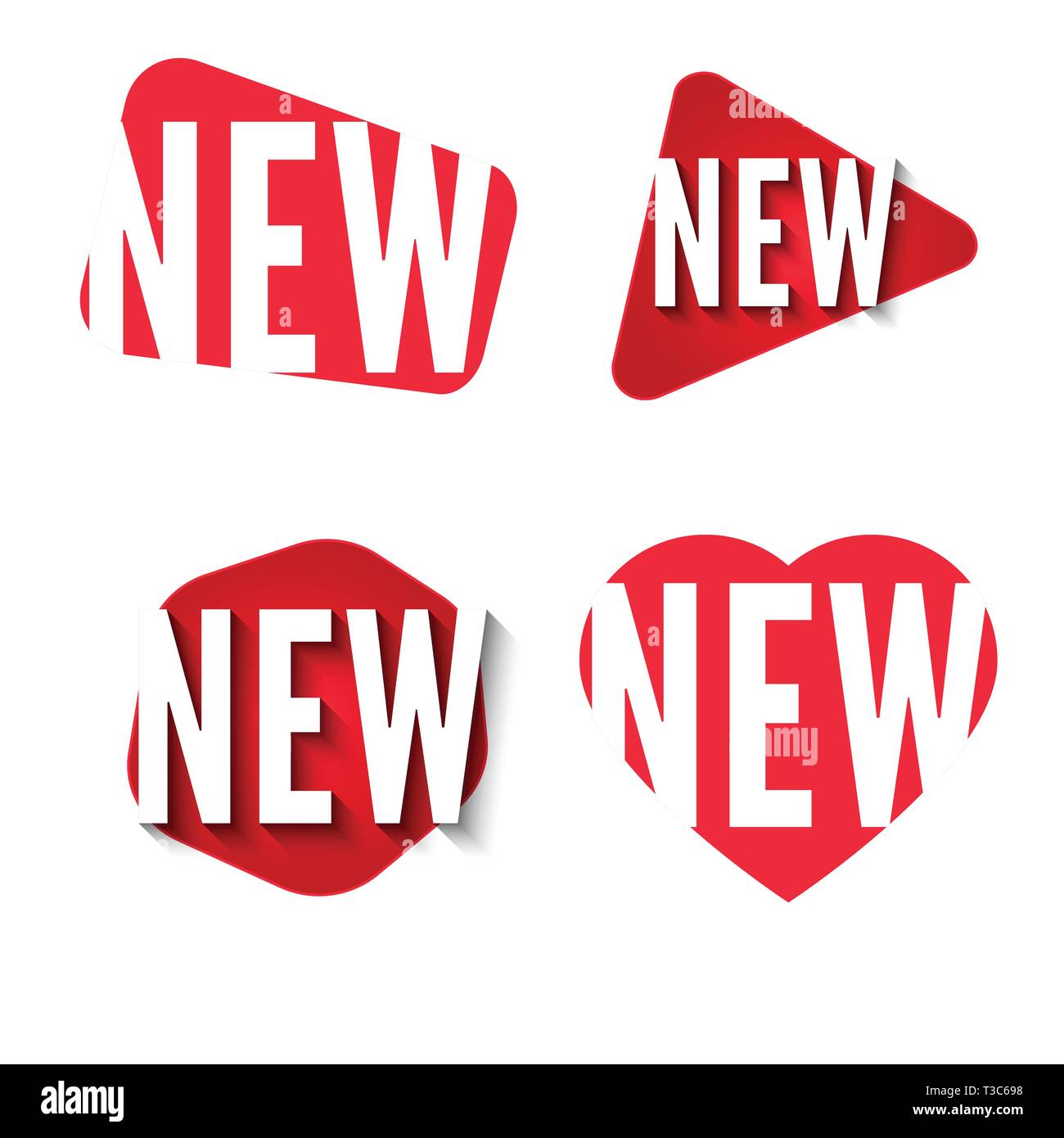 New stickers collection. Set of red vector labels and ribbons Stock ...