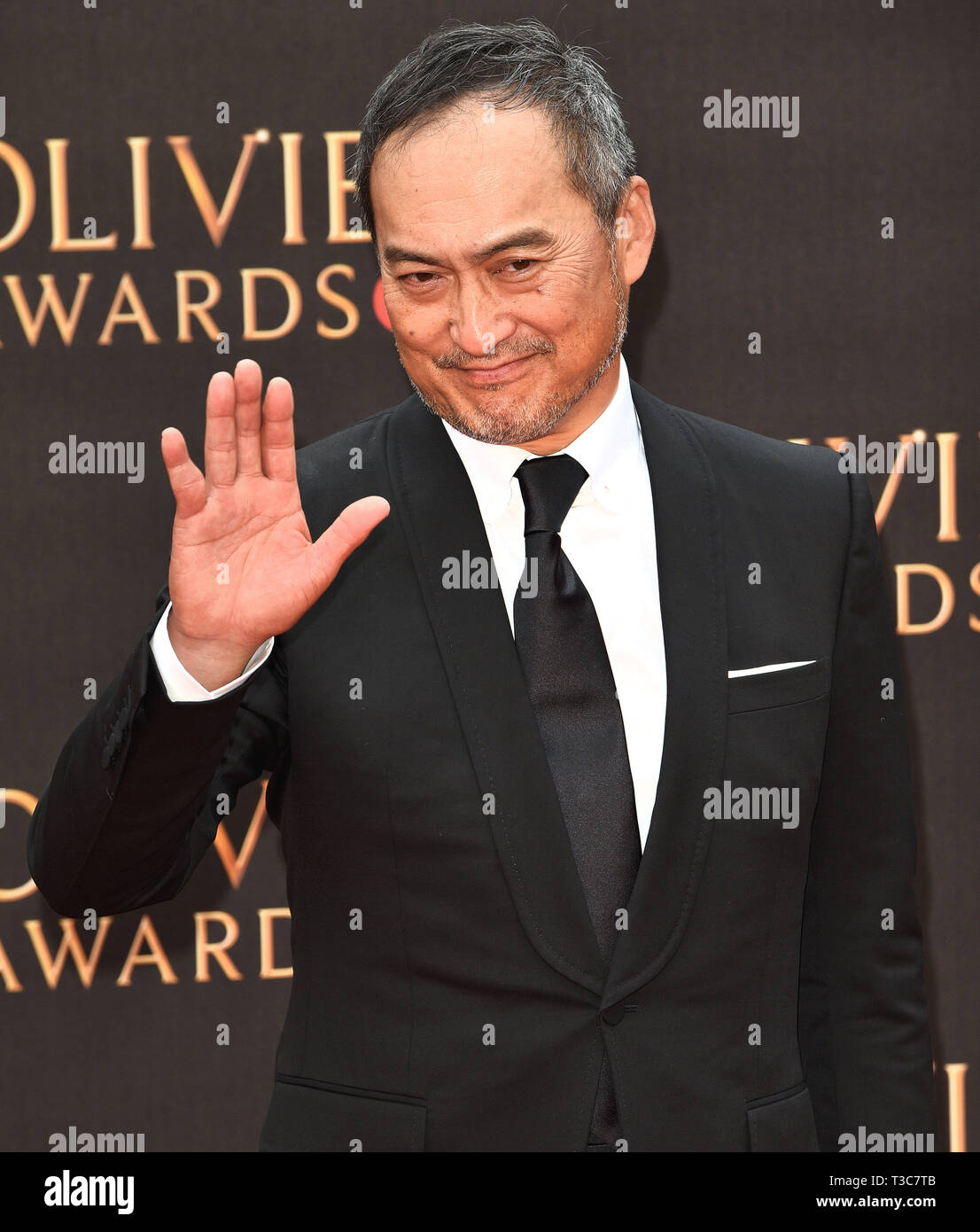 Ken Watanabe seen on the red carpet during The Olivier Awards 2019 with ...