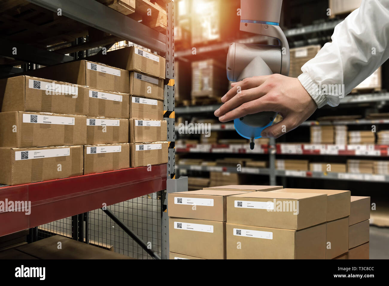 Industry 4.0, 5.0 Collaborative robot technology Concept. Smart ...