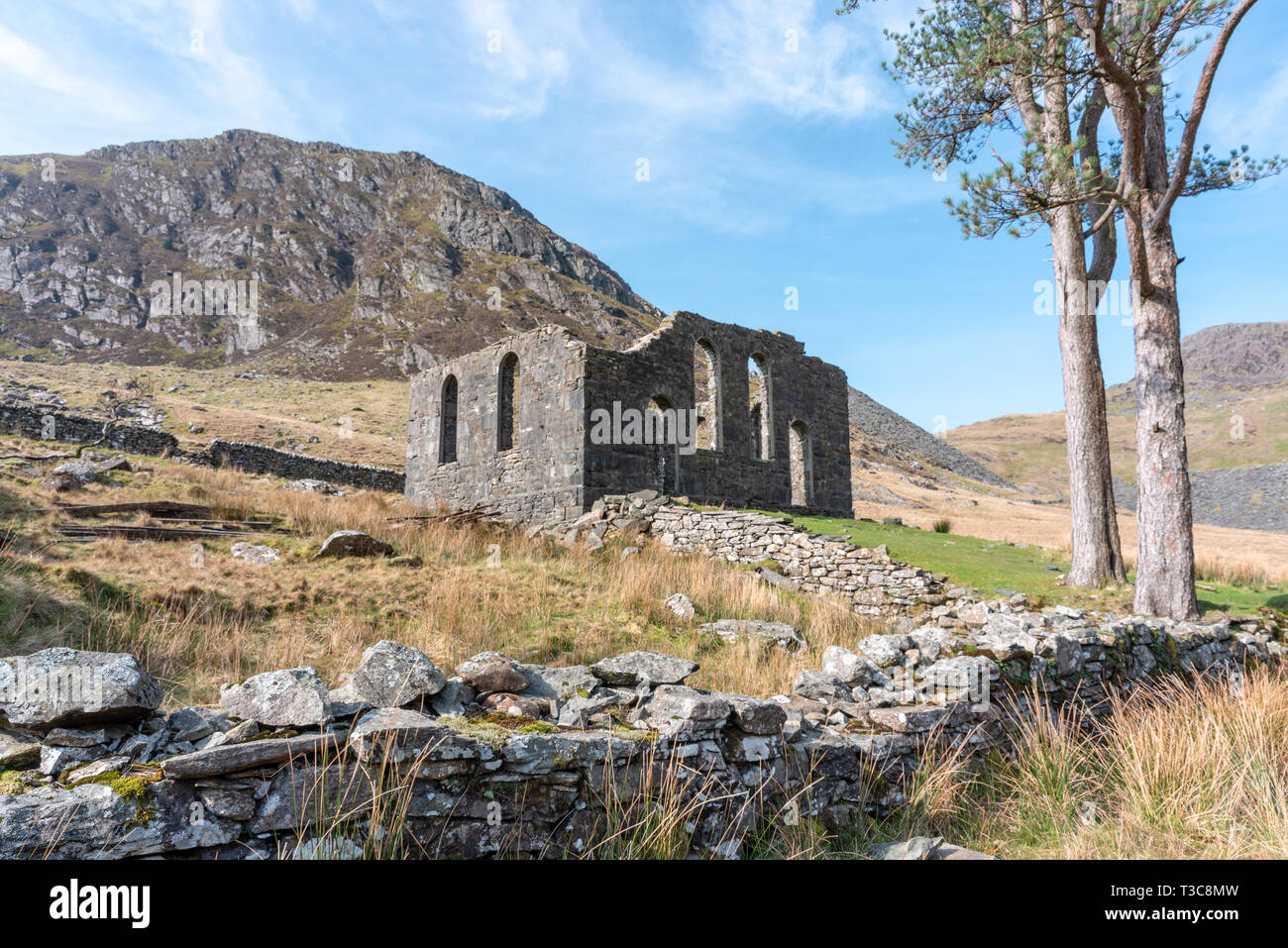 The abandoned Cwmorthin Terrace and Rhosydd Slate Quarry at Blaenau ...