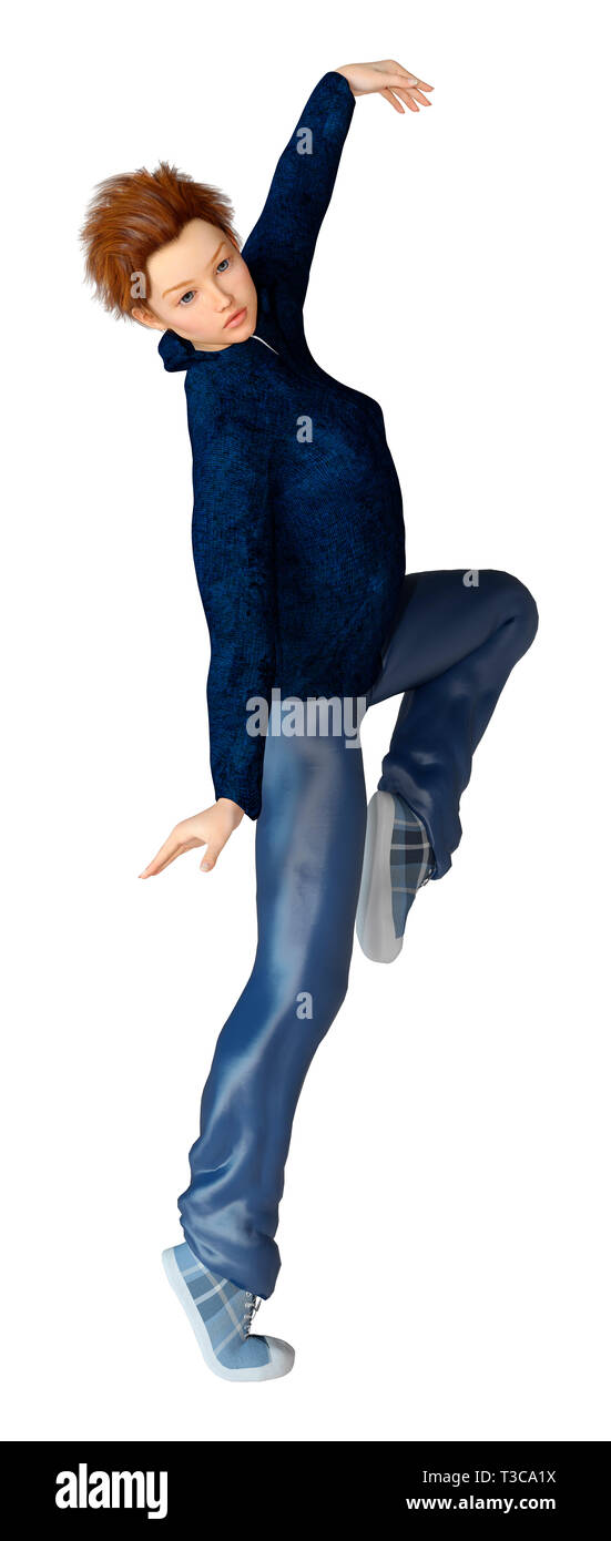 3D rendering of a teenager girl dancing isolated on white background ...