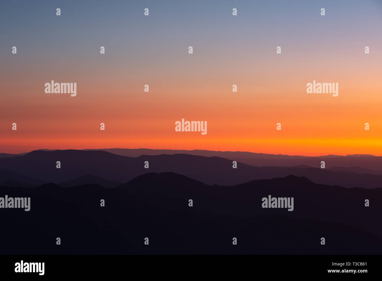 The view at sunset from the summit of Mt Buller over the Victorian Alps ...