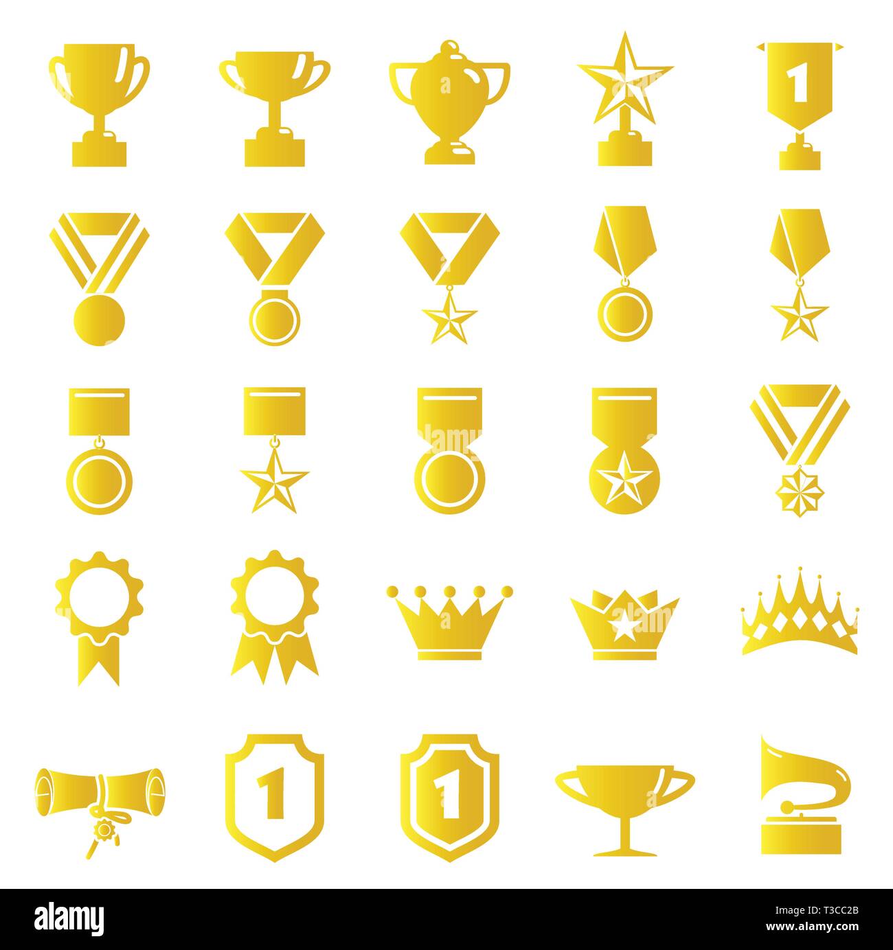 Awards icons set on white background for graphic and web design. Simple ...
