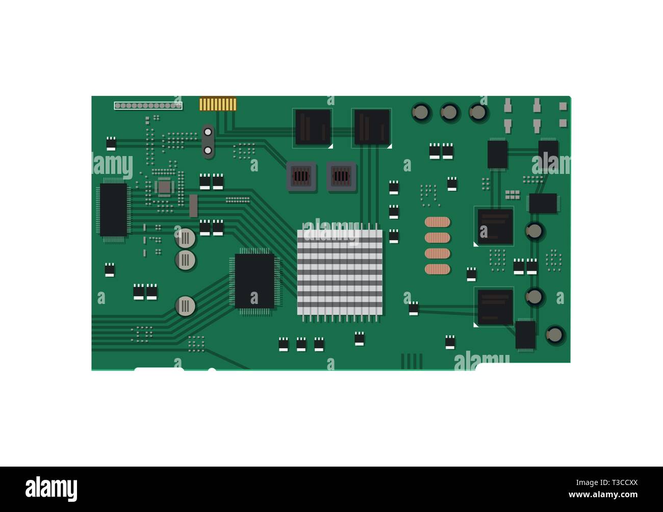Electric circuit board with various chips and electronic components ...