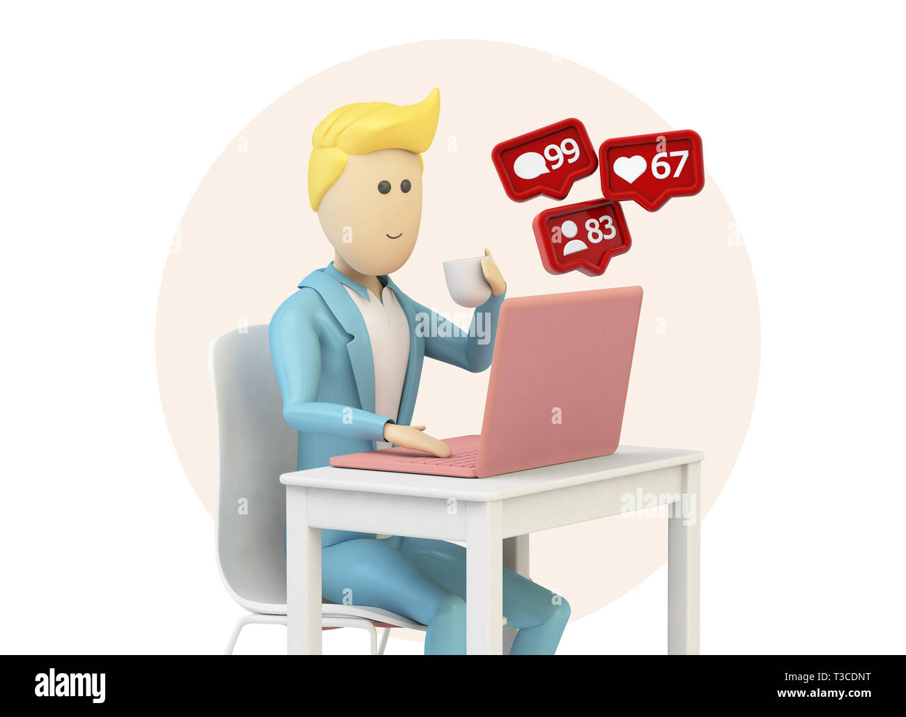 Cartoon illustration man holding laptop hi-res stock photography and ...