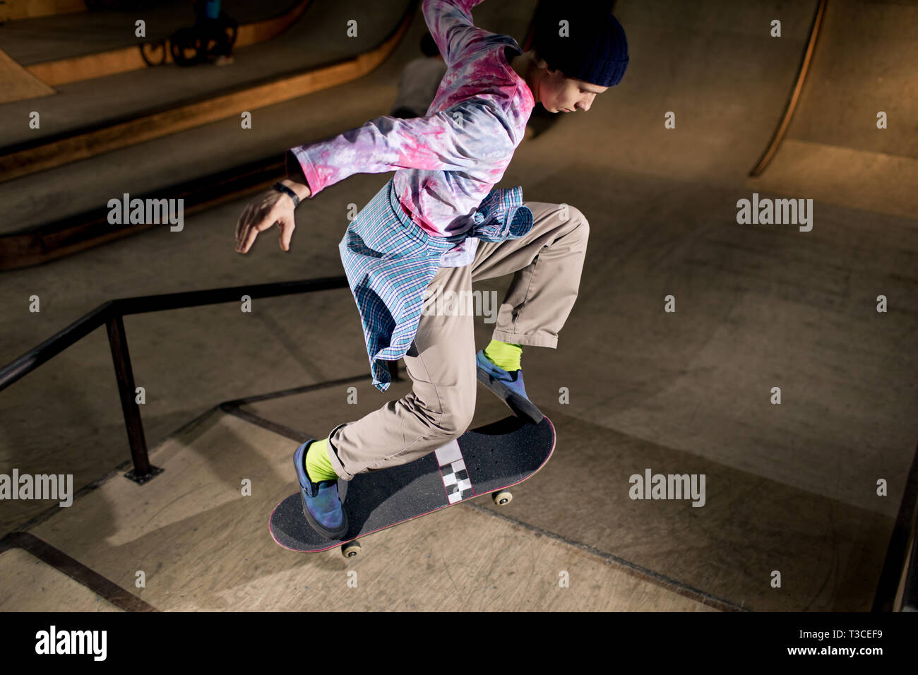 Skateboarder Riding on Ramp Stock Photo - Alamy