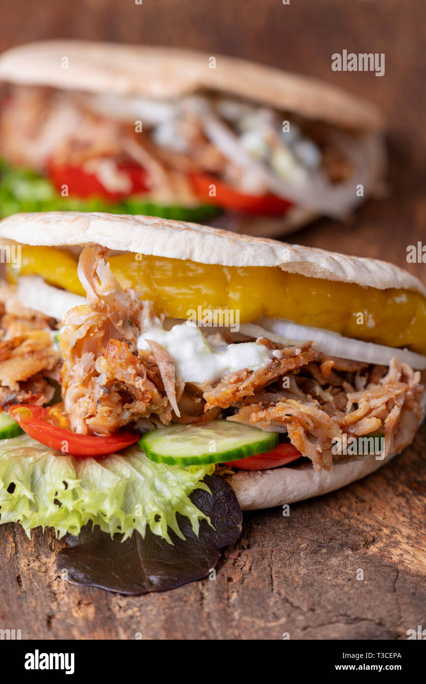 Closeup of a doner kebap in pita bread hi-res stock photography and ...