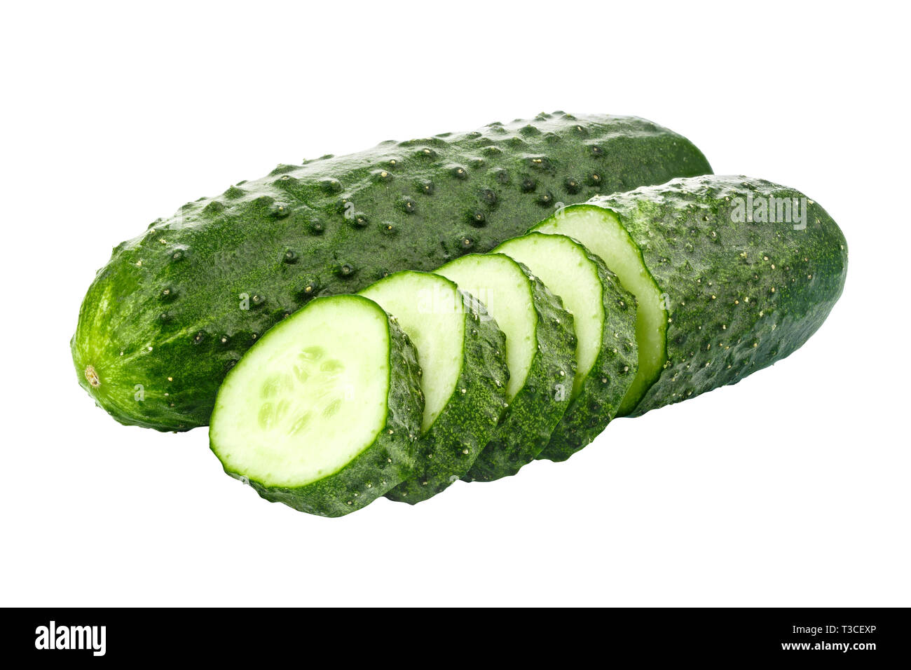 sliced cucumber isolated on white background. file contains clipping ...