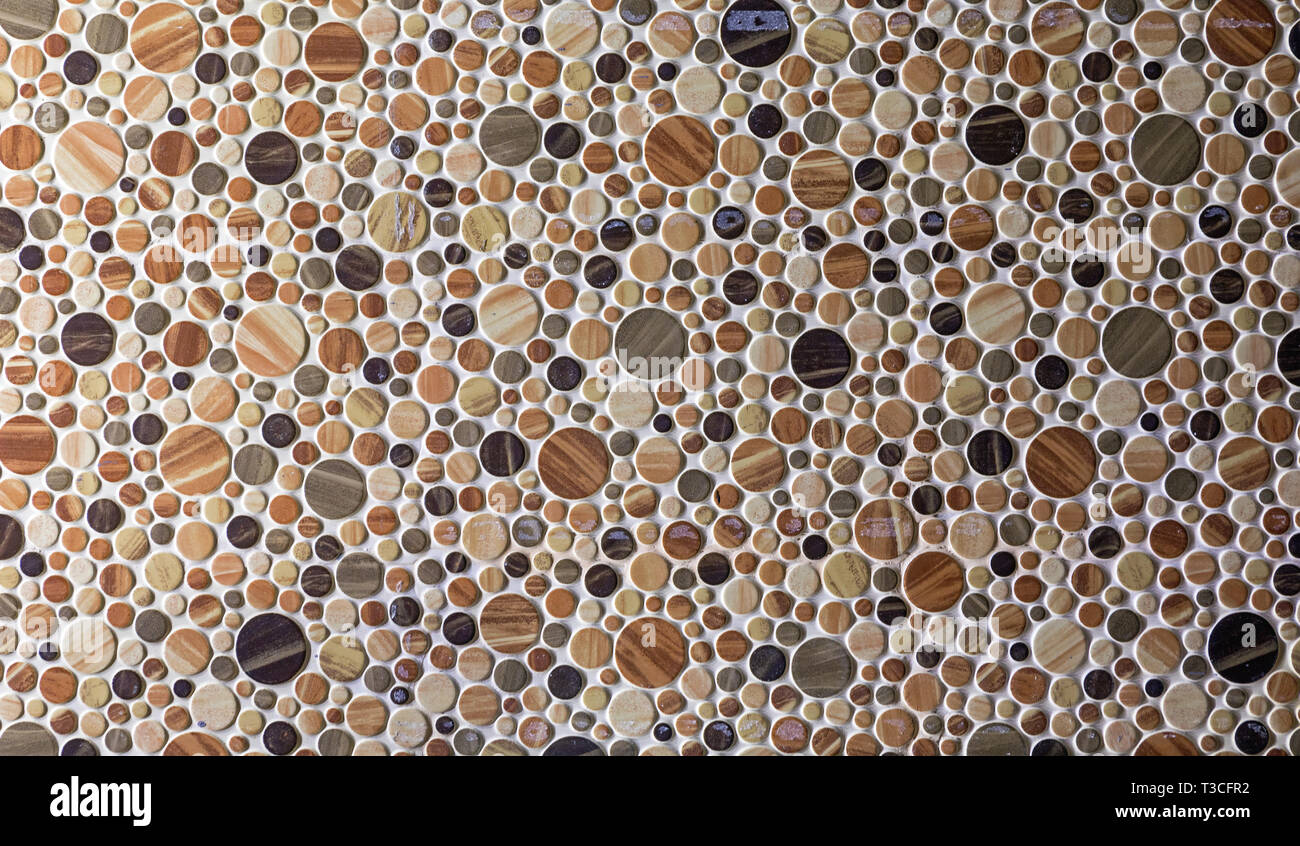 Wooden Circles Decor TIle Background Texture Wall Stock Photo - Alamy